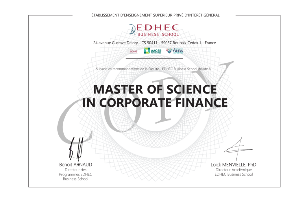 MSc Corporate Finance | EDHEC Online